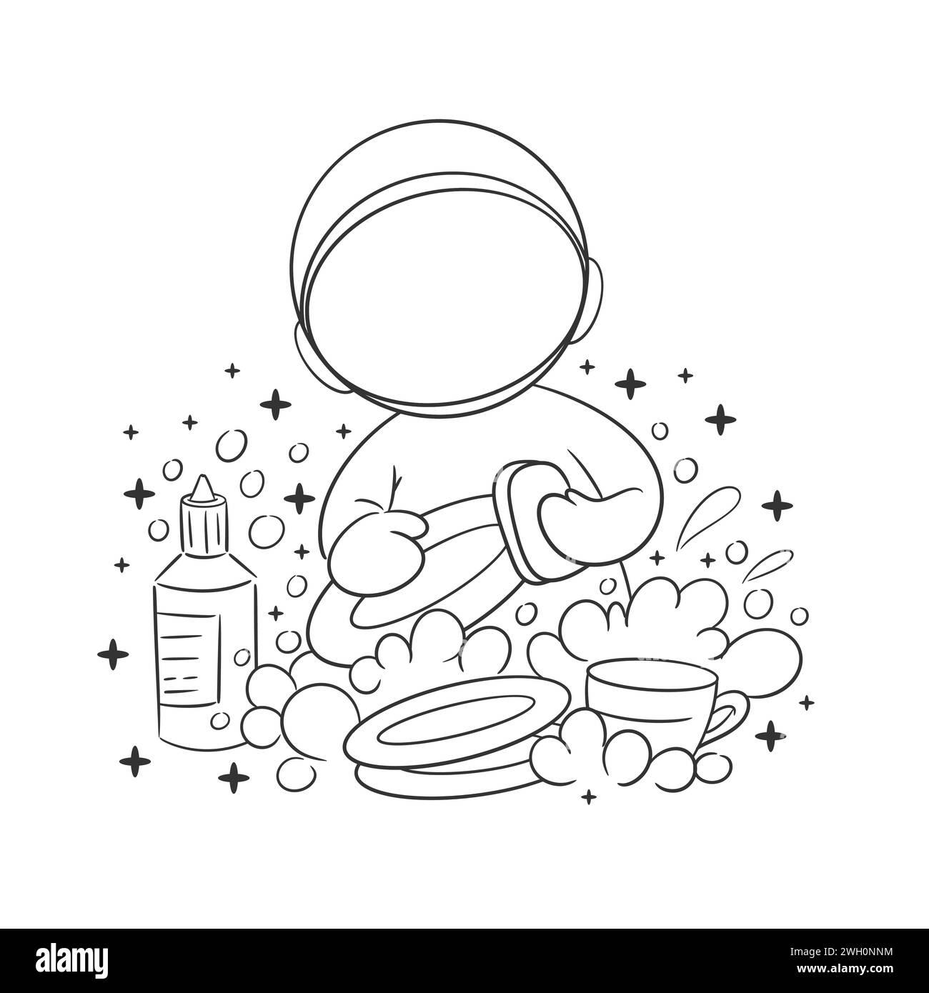 Washing dishes vector vectors Black and White Stock Photos & Images - Alamy