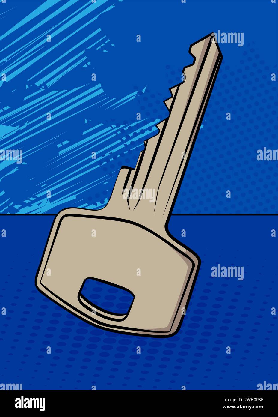 Cartoon Key, comic book home accessory. Retro vector comics pop art ...