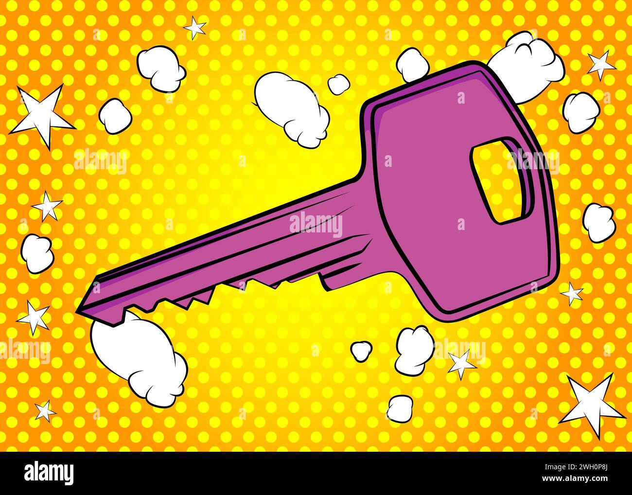 Cartoon Key, comic book home accessory. Retro vector comics pop art ...