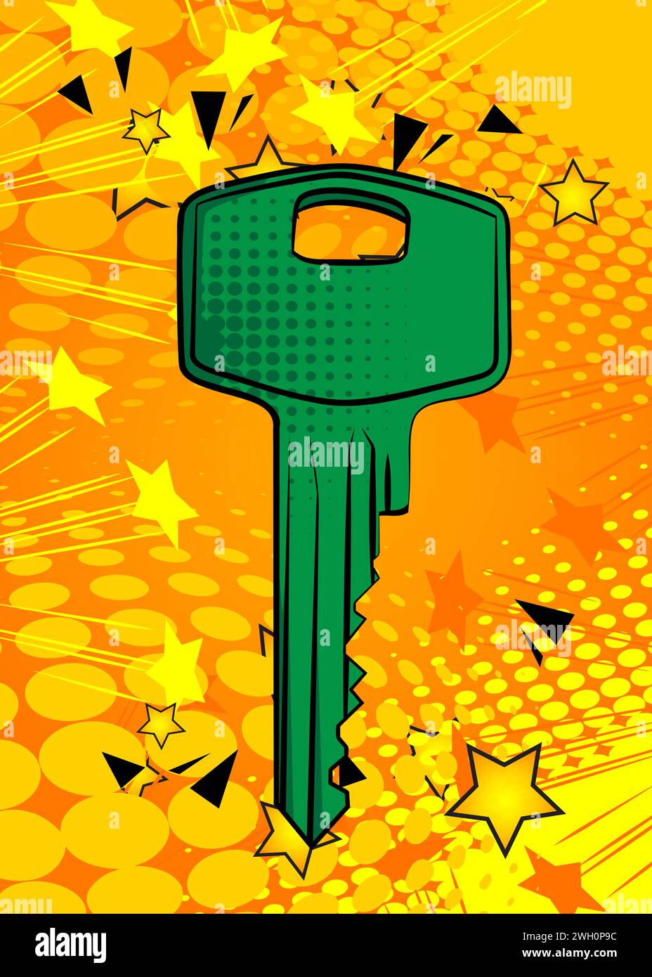 Cartoon Key, comic book home accessory. Retro vector comics pop art ...