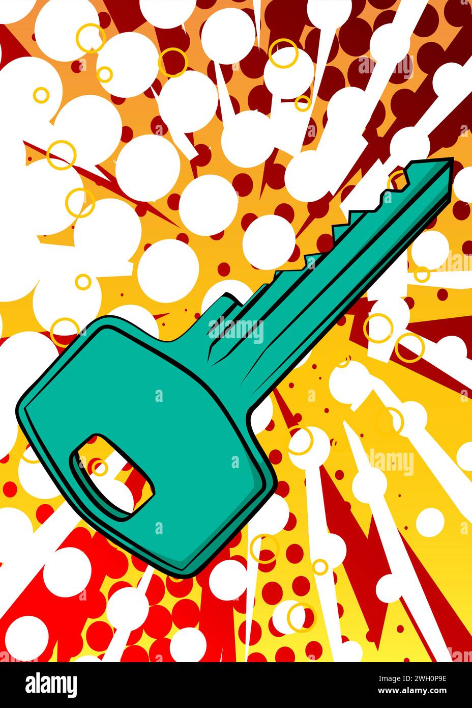 Cartoon Key, comic book home accessory. Retro vector comics pop art ...