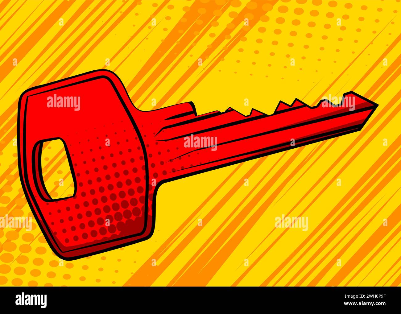 Cartoon Key, comic book home accessory. Retro vector comics pop art ...