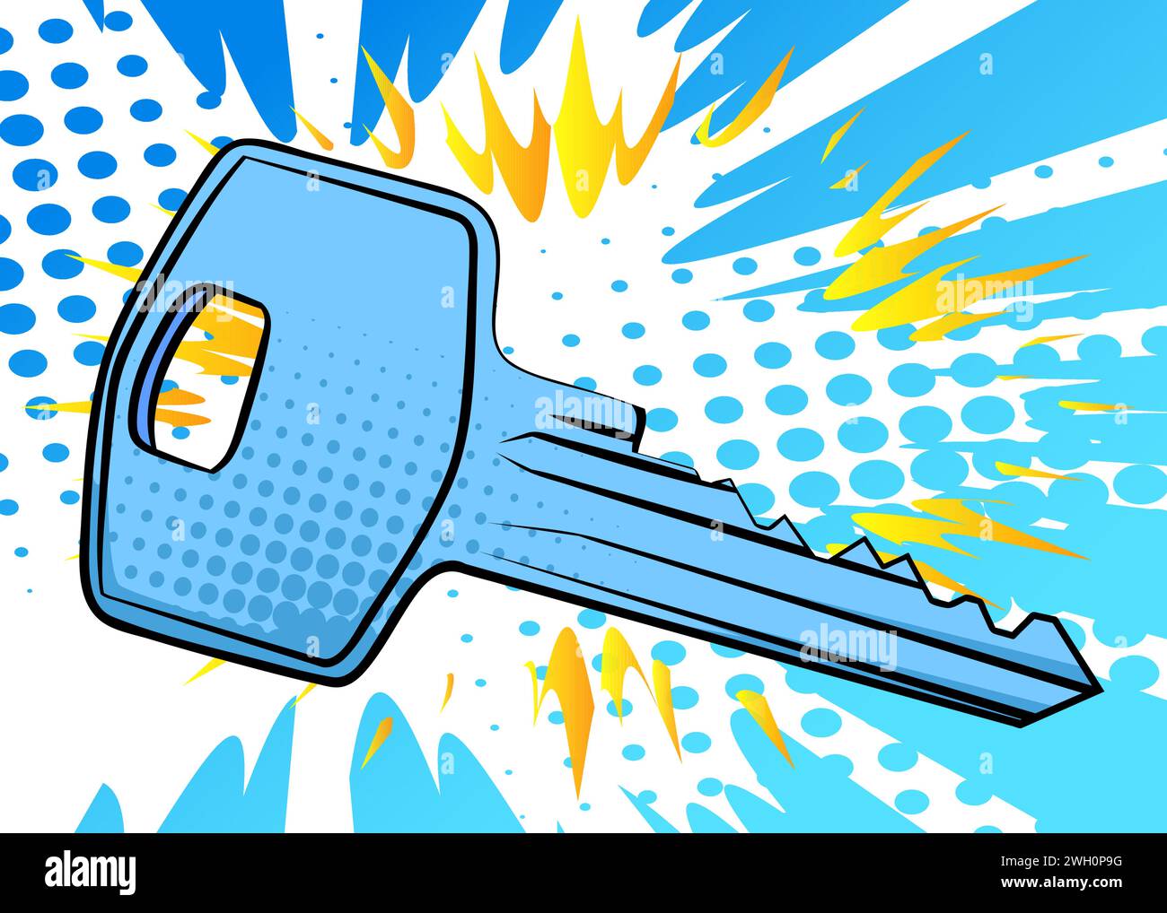 Cartoon Key, comic book home accessory. Retro vector comics pop art ...