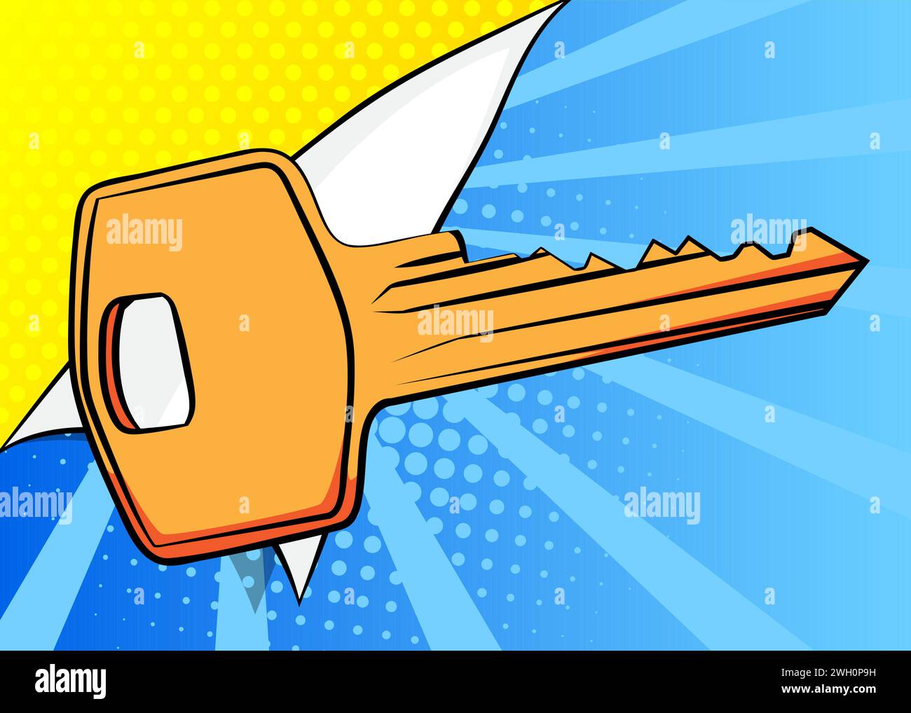 Cartoon Key, comic book home accessory. Retro vector comics pop art ...
