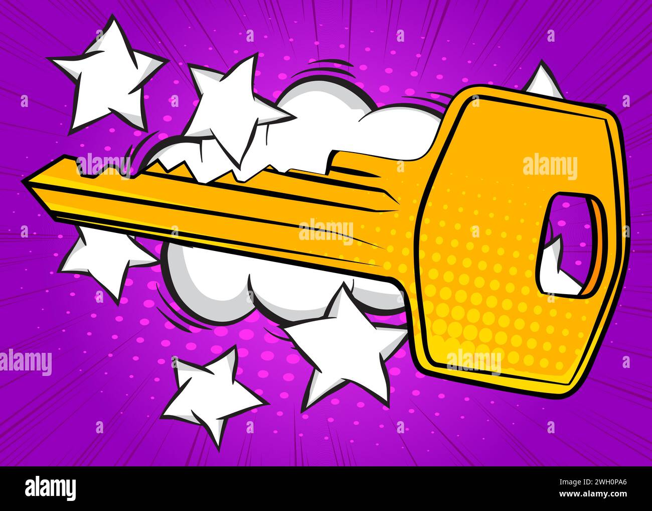 Cartoon Key, comic book home accessory. Retro vector comics pop art ...