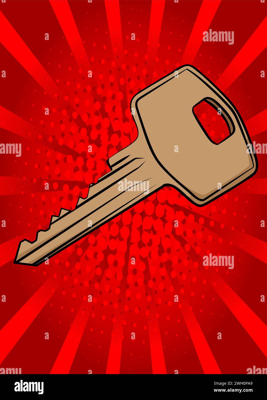 Cartoon Key, comic book home accessory. Retro vector comics pop art ...