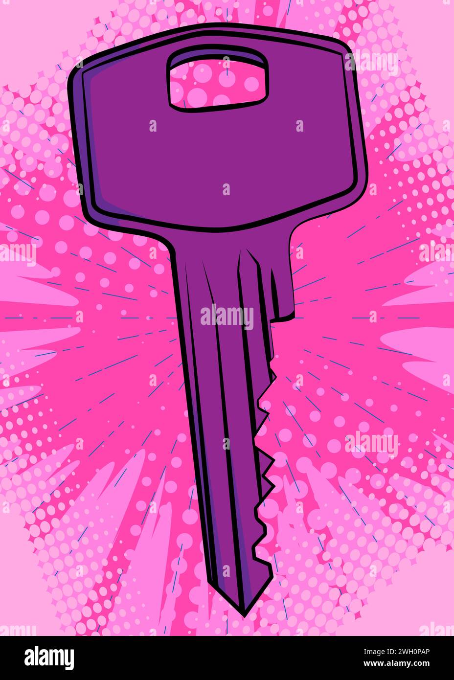 Cartoon Key, comic book home accessory. Retro vector comics pop art ...