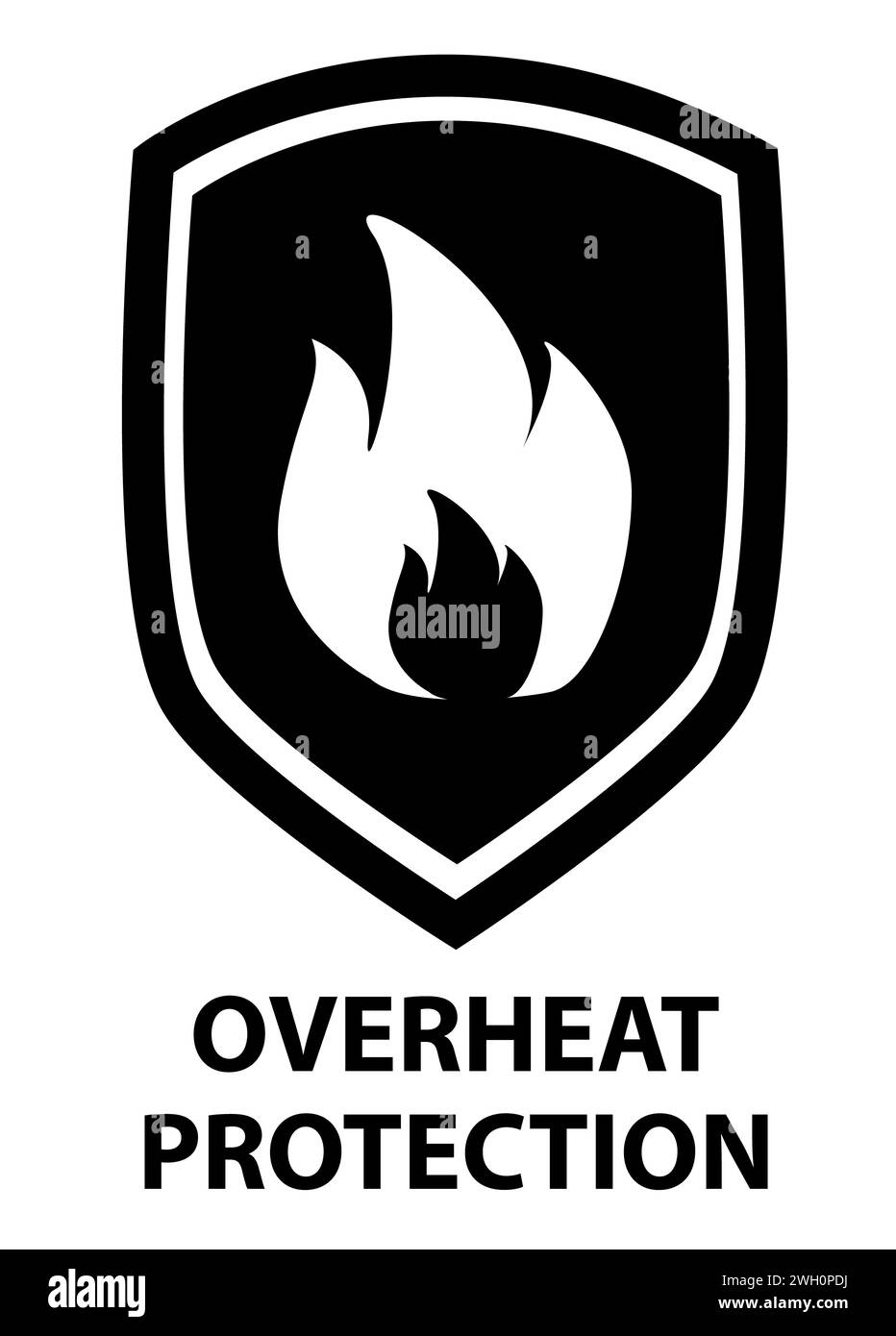 Overheat protection icon. Overheat protection with shield sign ...