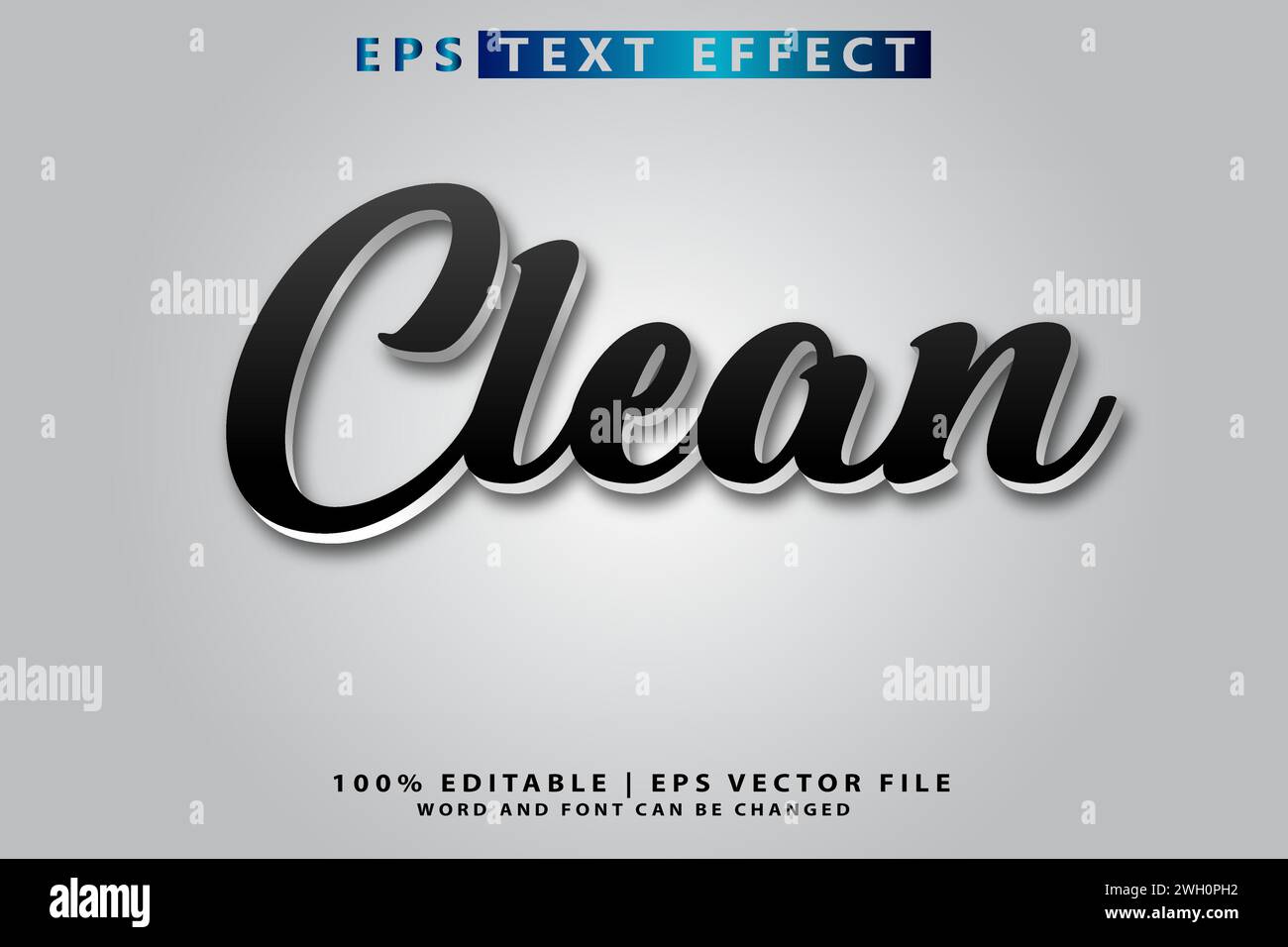 editable clean text effect text effect in three dimensions Stock Vector ...