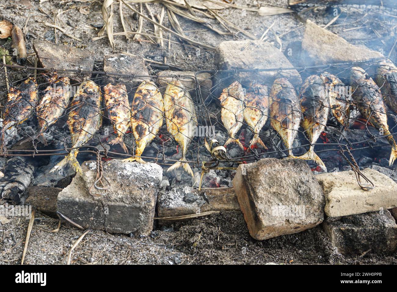 Grilled fish with traditional Indonesian spices and grilled with ...
