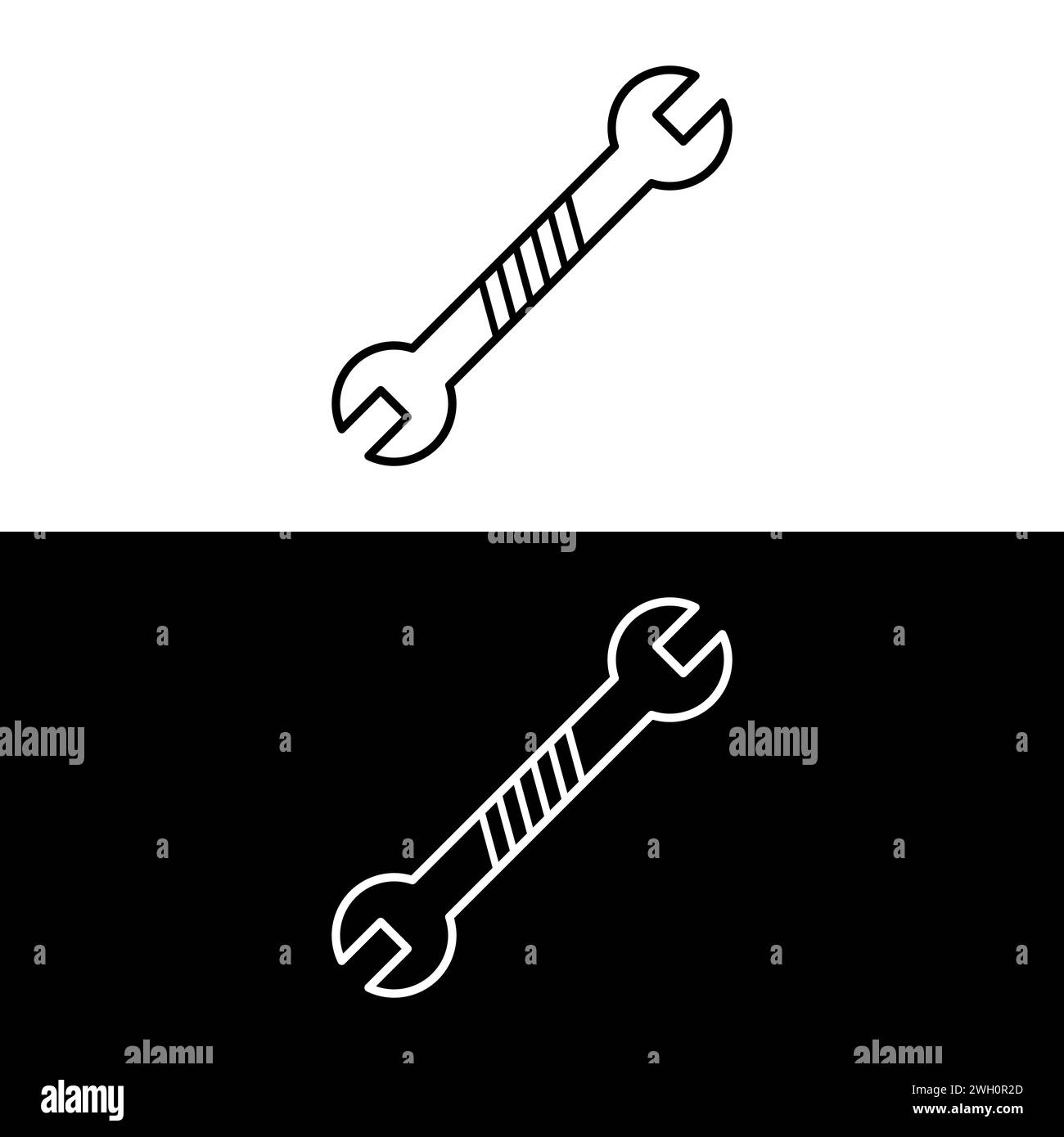 Wrench screwdriver icon thin Black and White Stock Photos & Images - Alamy