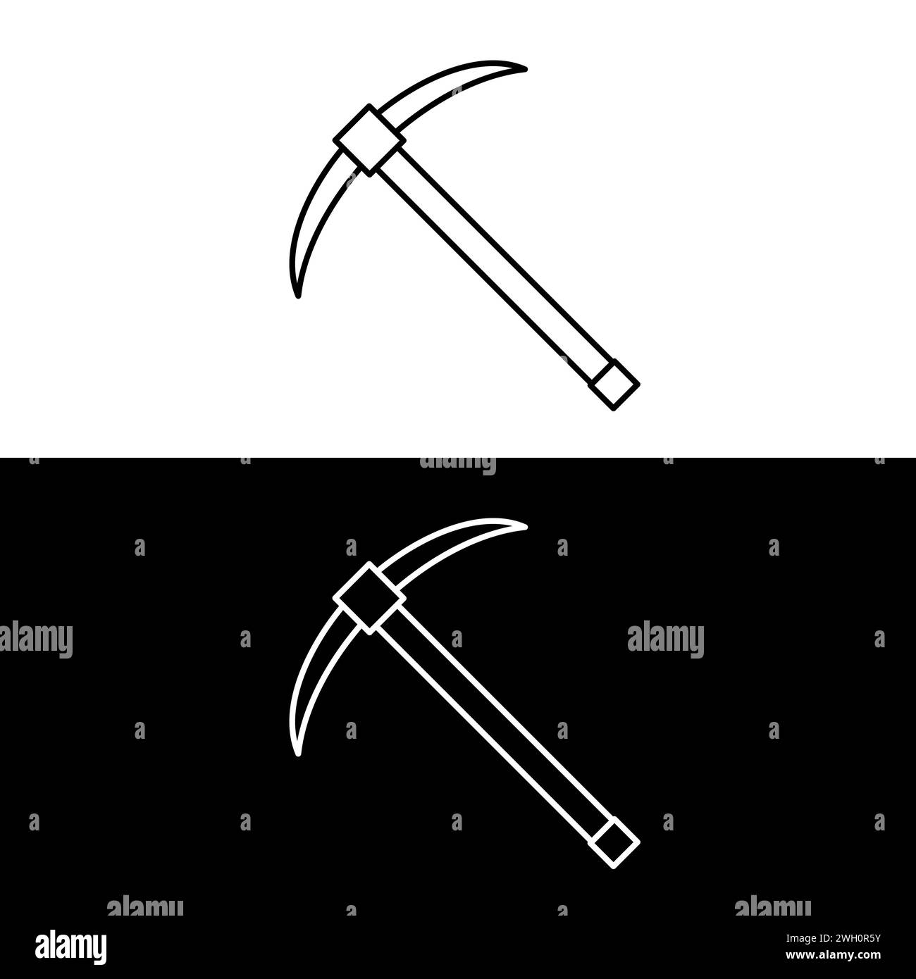 Pick axe outline vector icon. Thin line black pick axe icon, flat vector simple element ...