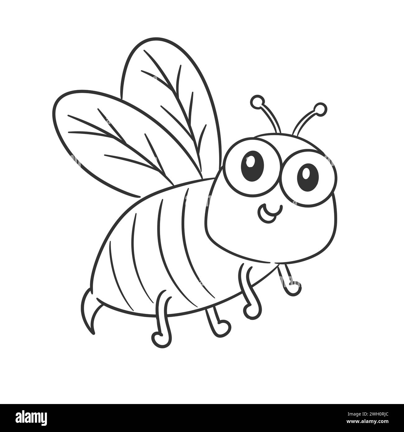 Cute bee is flying and smiling for coloring Stock Vector Image & Art ...