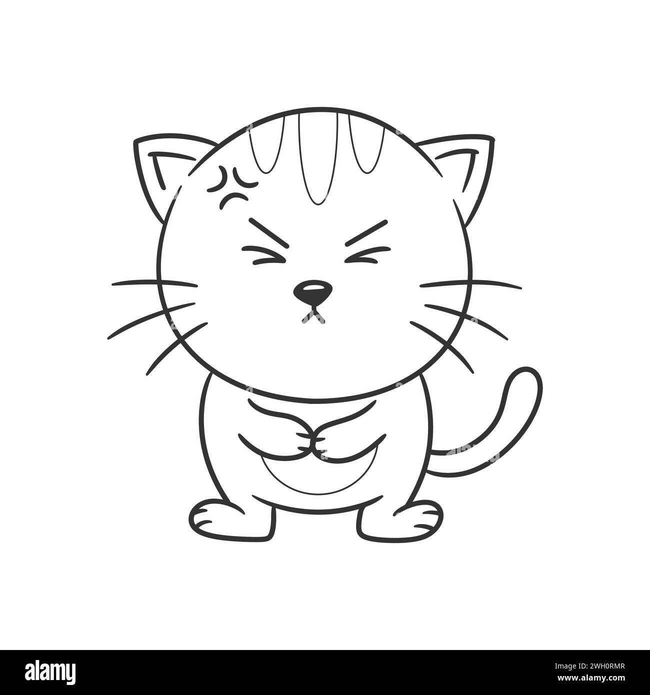 Cute kitten showing angry expression for coloring Stock Vector Image ...