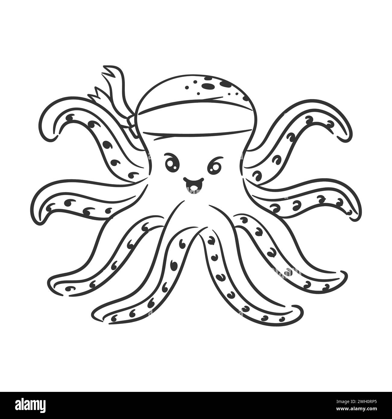 Hand drawn cute octopus design for coloring Stock Vector Image & Art ...