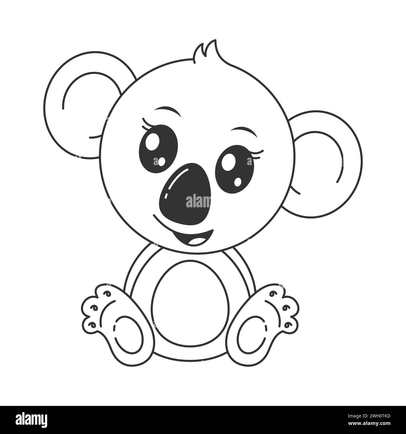 Cute koala sitting in cartoon style for coloring Stock Vector Image ...