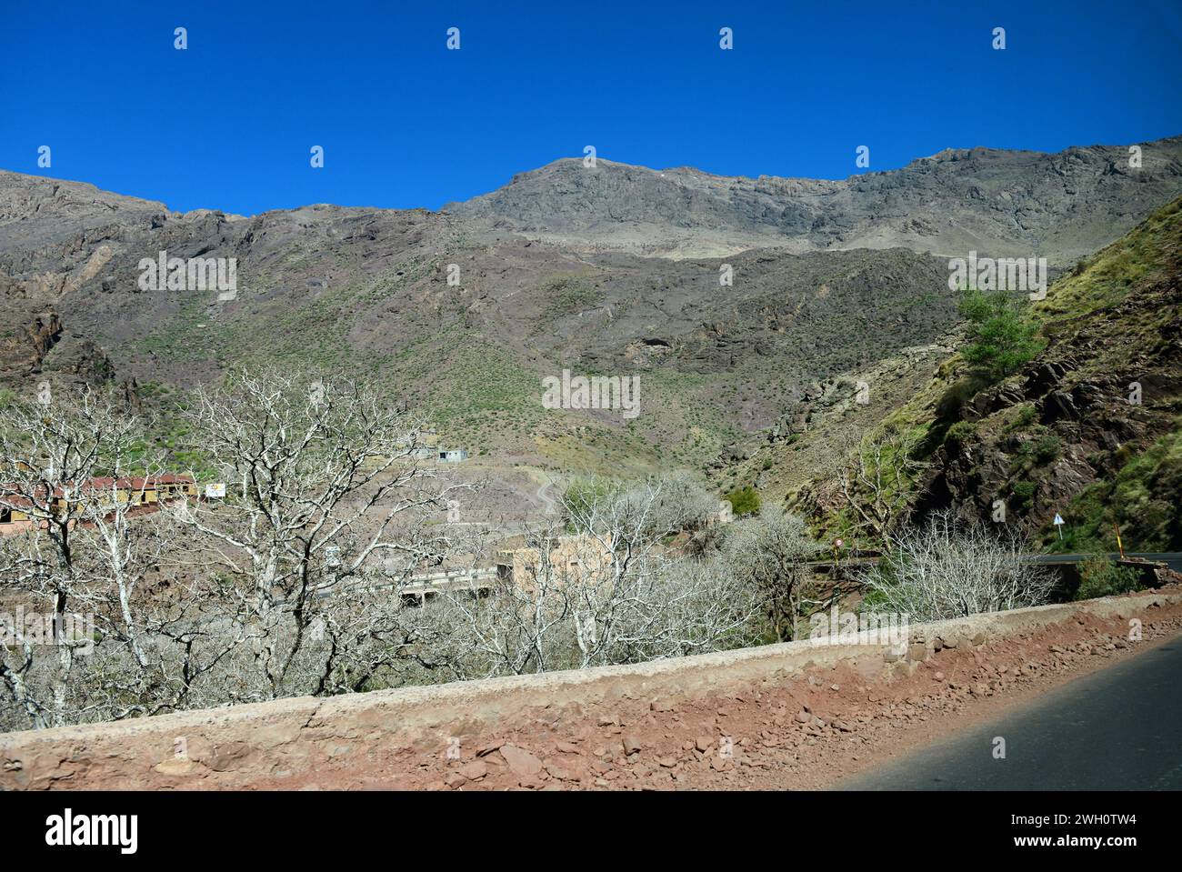Beautiful landscapes seen from the road connecting Marrakesh and the ...