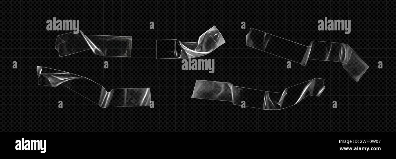 Transparent adhesive tape pieces set isolated on background. Vector ...