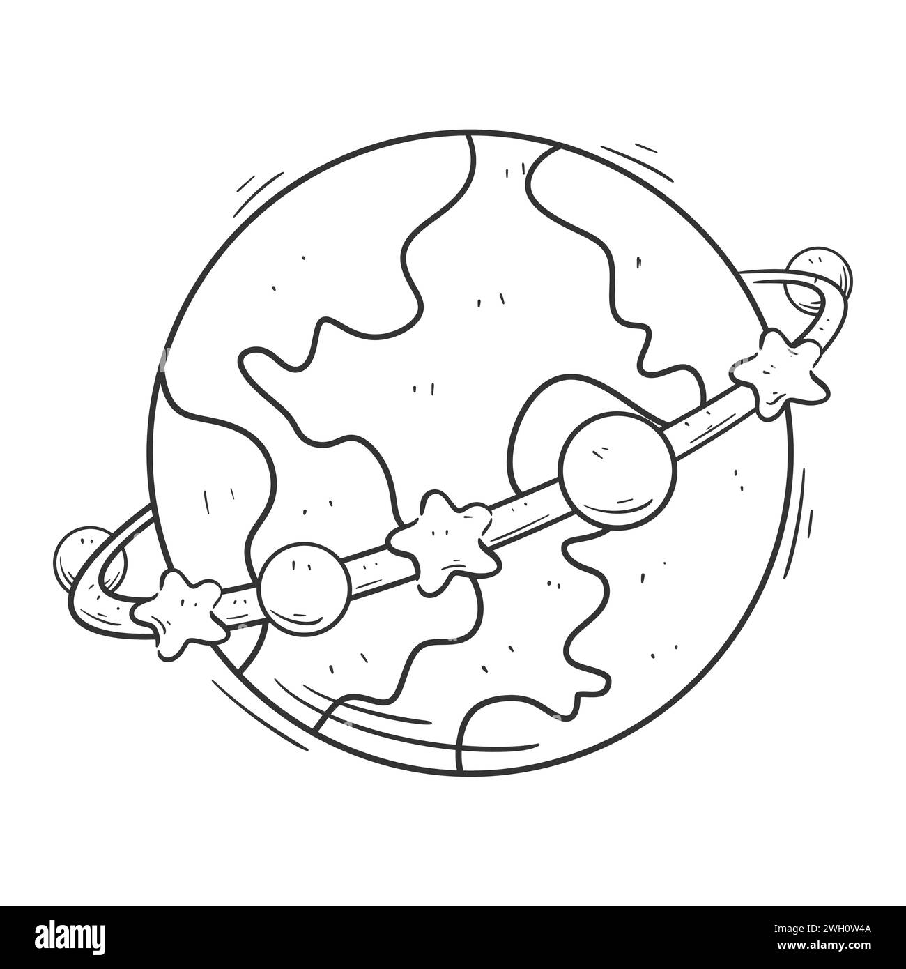 Earth design in hand drawn style for coloring Stock Vector Image & Art ...