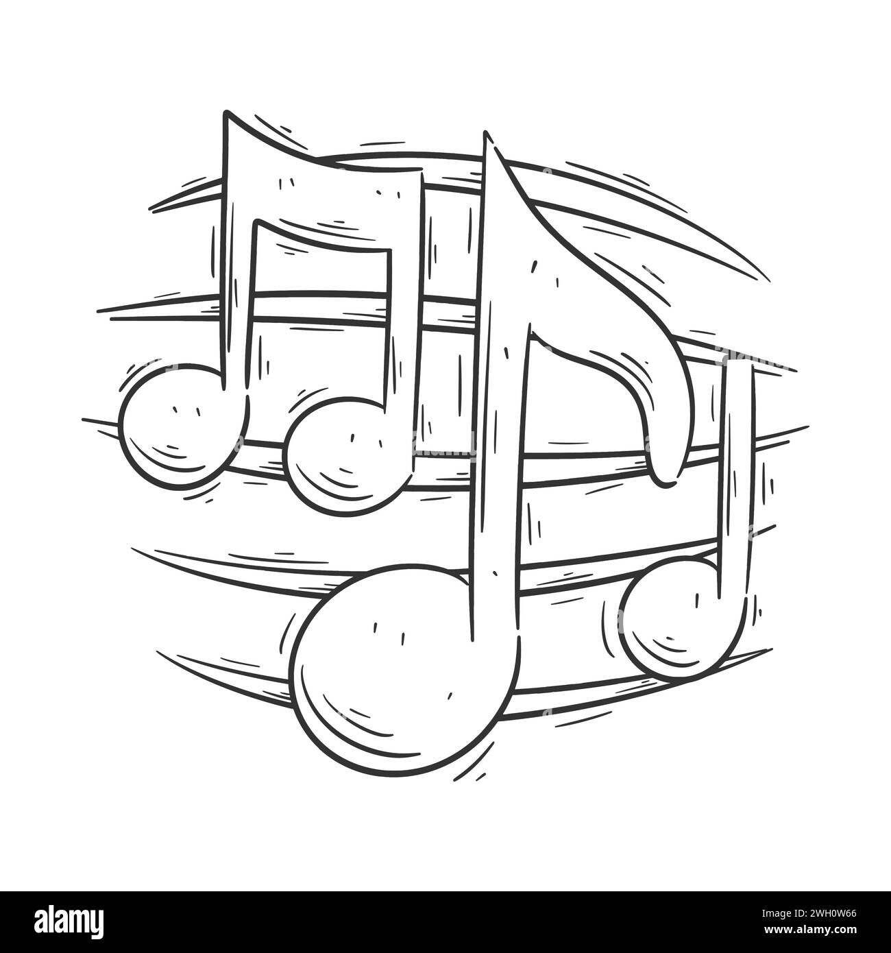 Hand drawn style musical note design for coloring Stock Vector Image ...