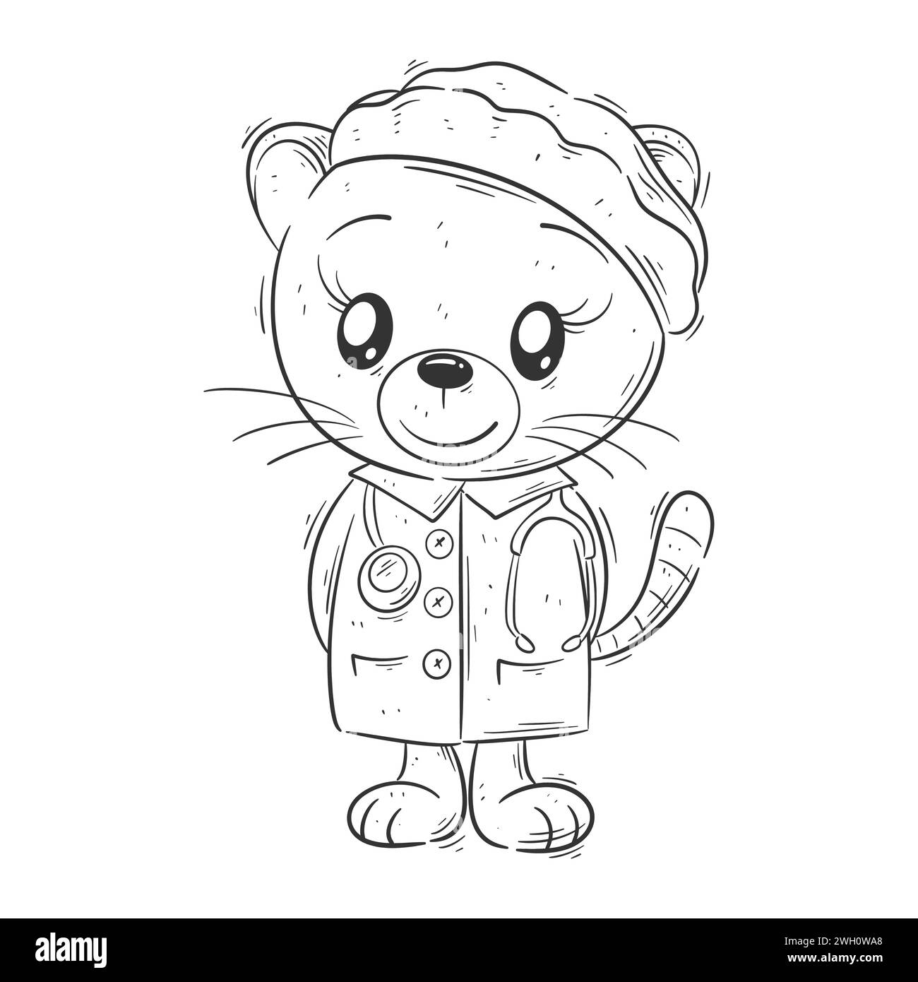 Cute lioness wearing doctor dress for coloring Stock Vector Image & Art ...