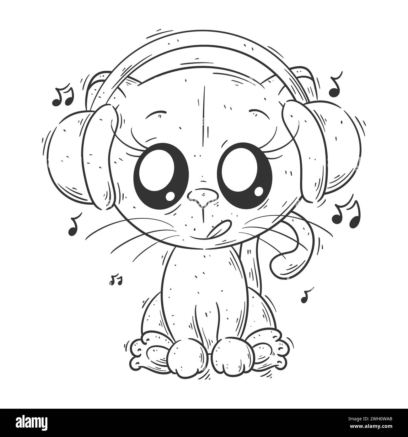 Cute lioness wearing a music headset for coloring Stock Vector Image ...