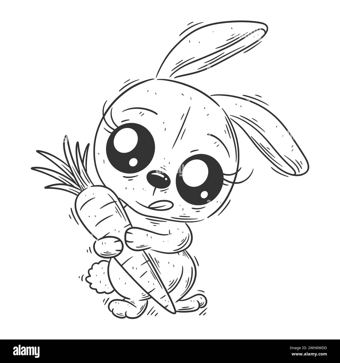 Cute bunny is carrying carrots for coloring Stock Vector Image & Art ...
