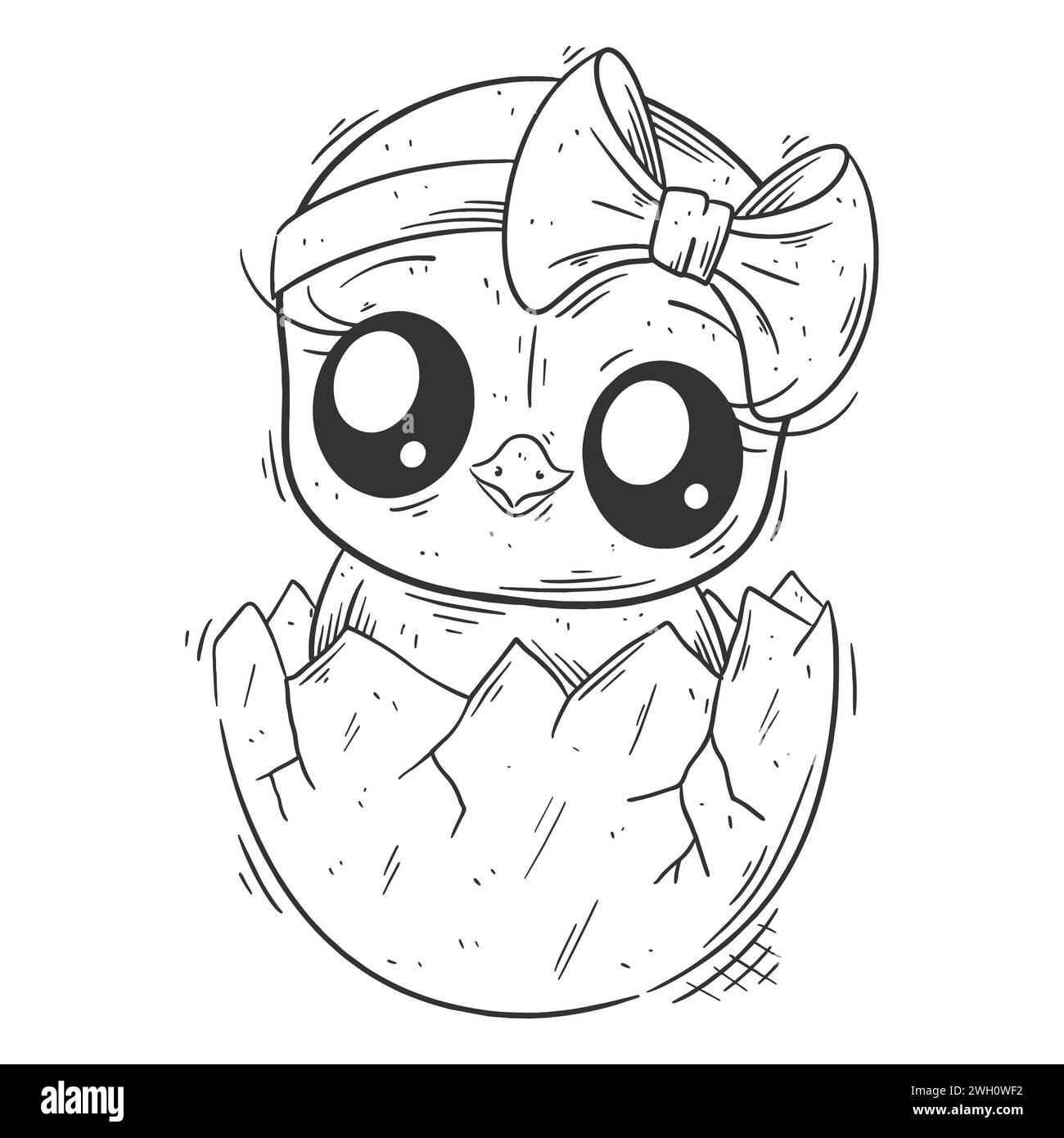 Cute chicks are hatching from eggs for coloring Stock Vector Image ...