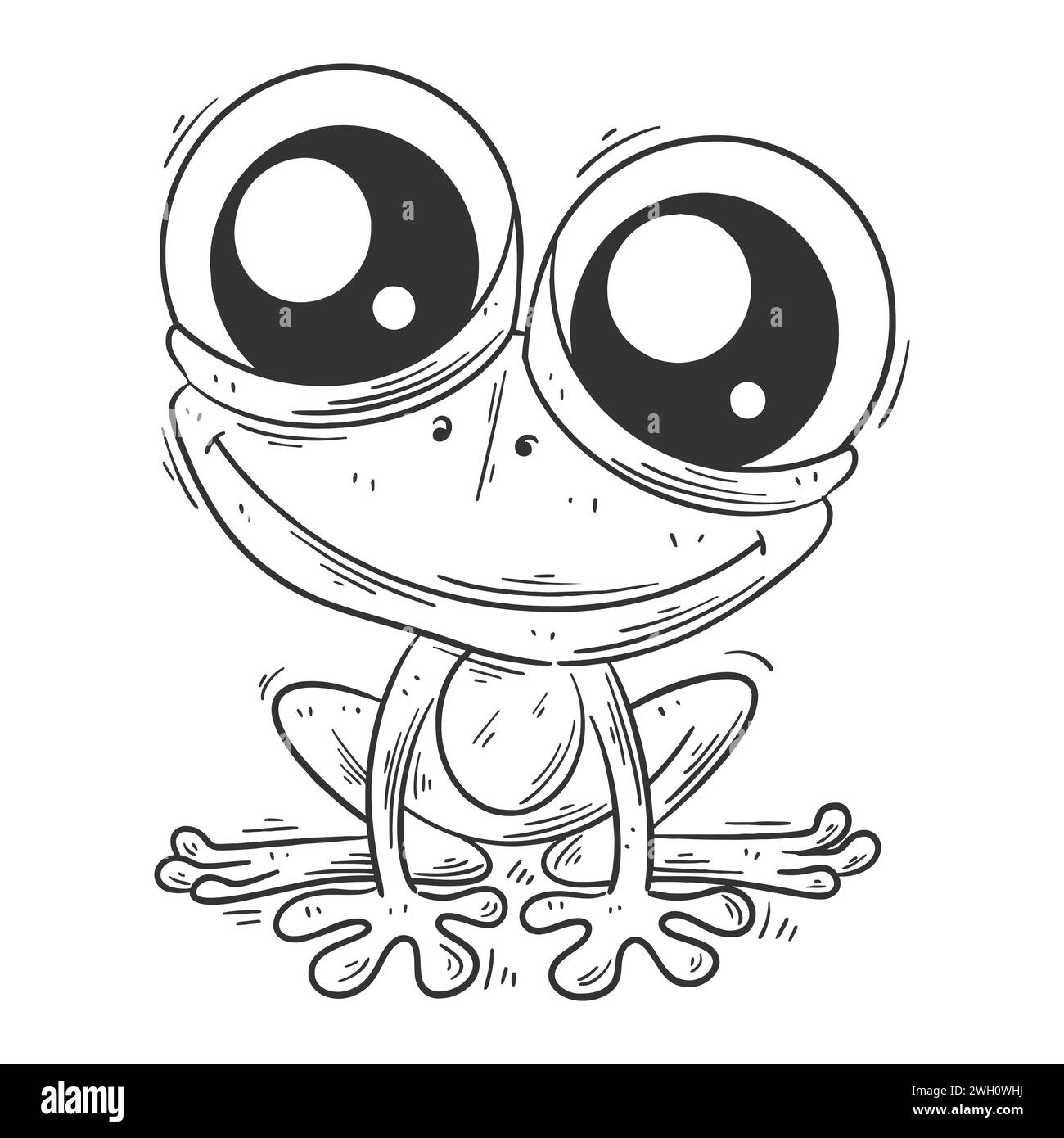 Cute Frog Sitting Alone For Coloring Stock Vector Image And Art Alamy