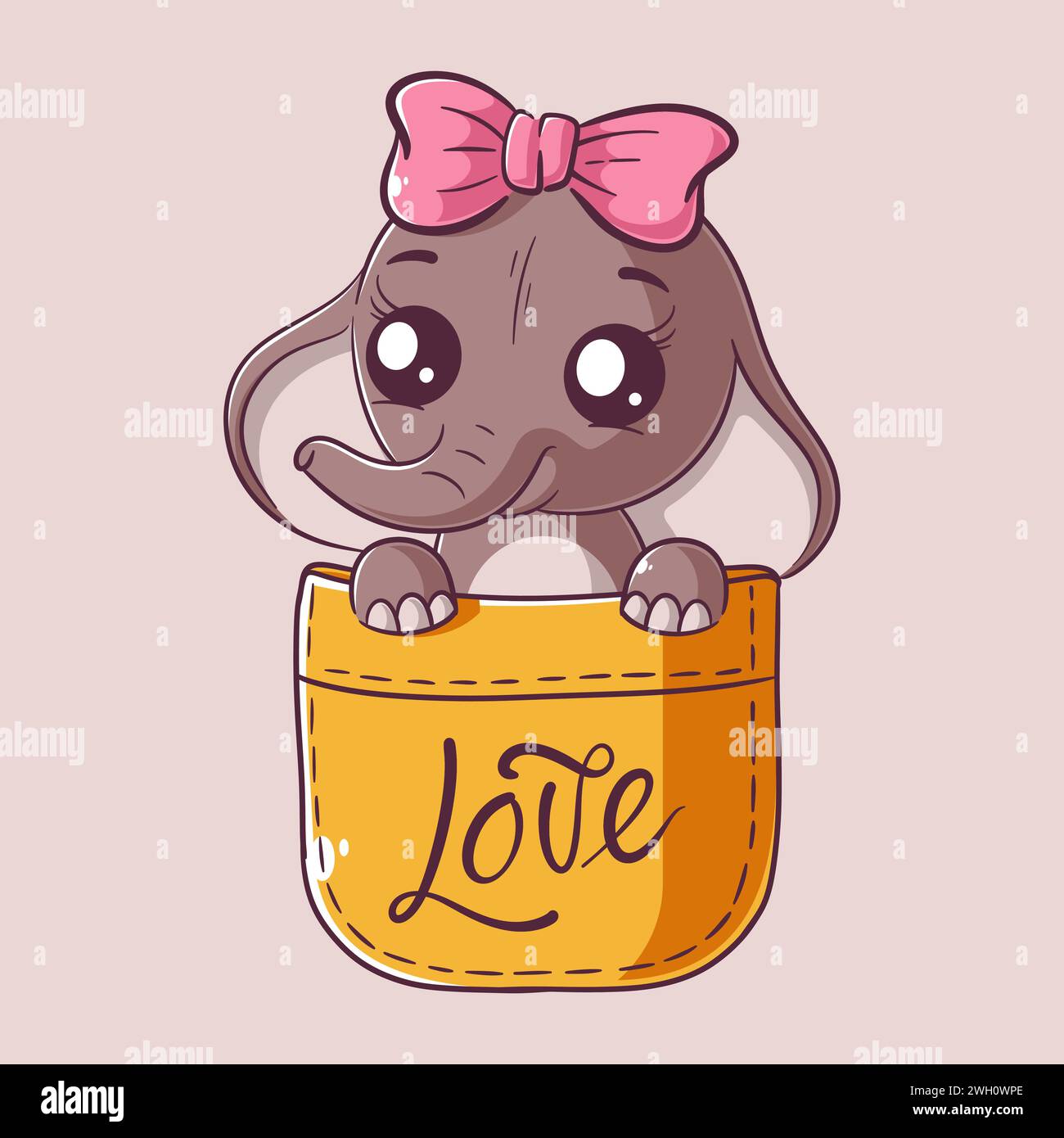 Cute elephant in pocket cartoon Stock Vector Image & Art - Alamy
