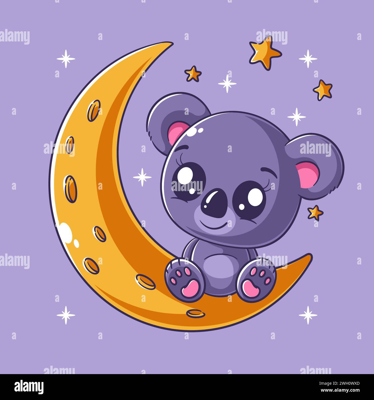 Cute koala is sitting on the moon alone Stock Vector Image & Art - Alamy