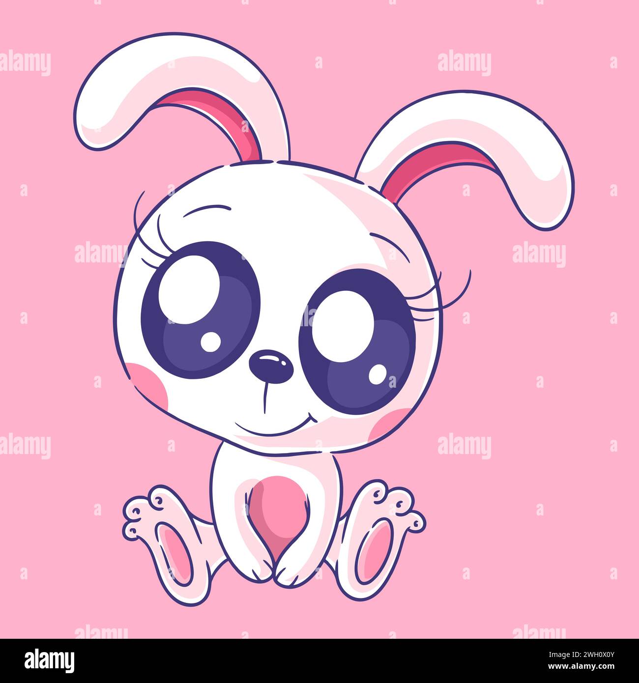 Cute bunny is sitting alone and smiling Stock Vector Image & Art - Alamy