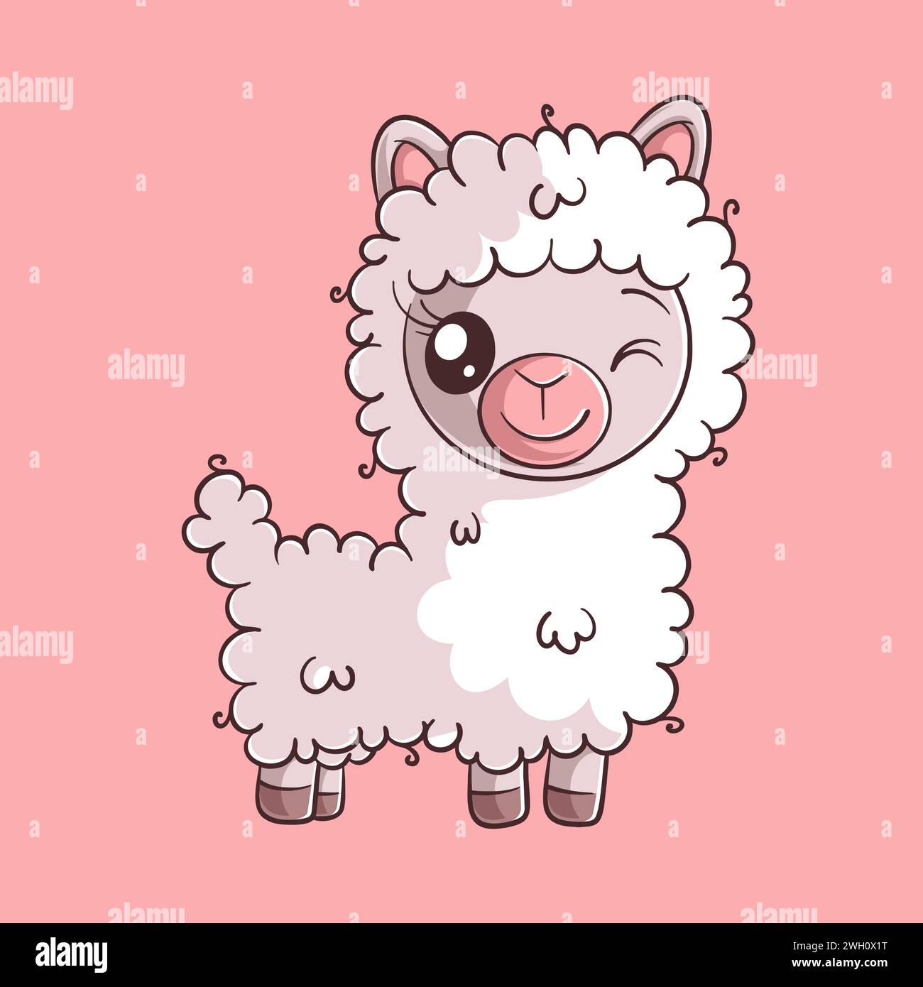 Cute lamb standing alone pink background Stock Vector Image & Art - Alamy