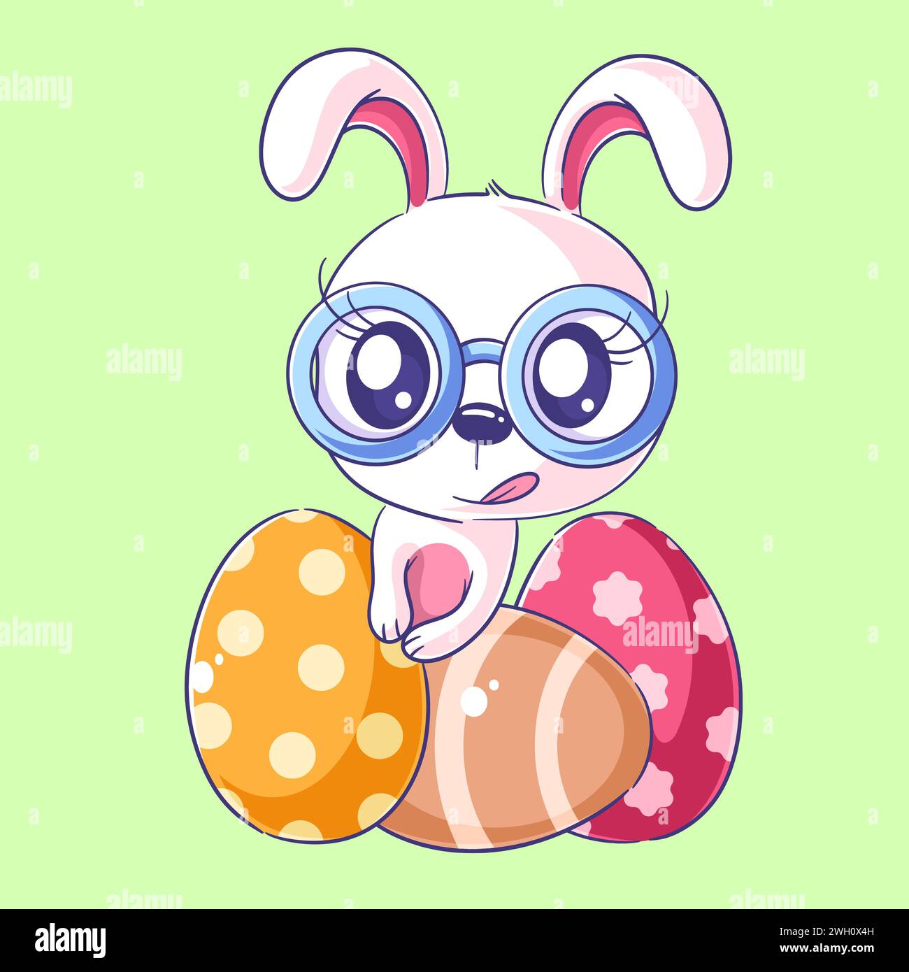 Cute bunny is with eggs vector Stock Vector Image & Art - Alamy