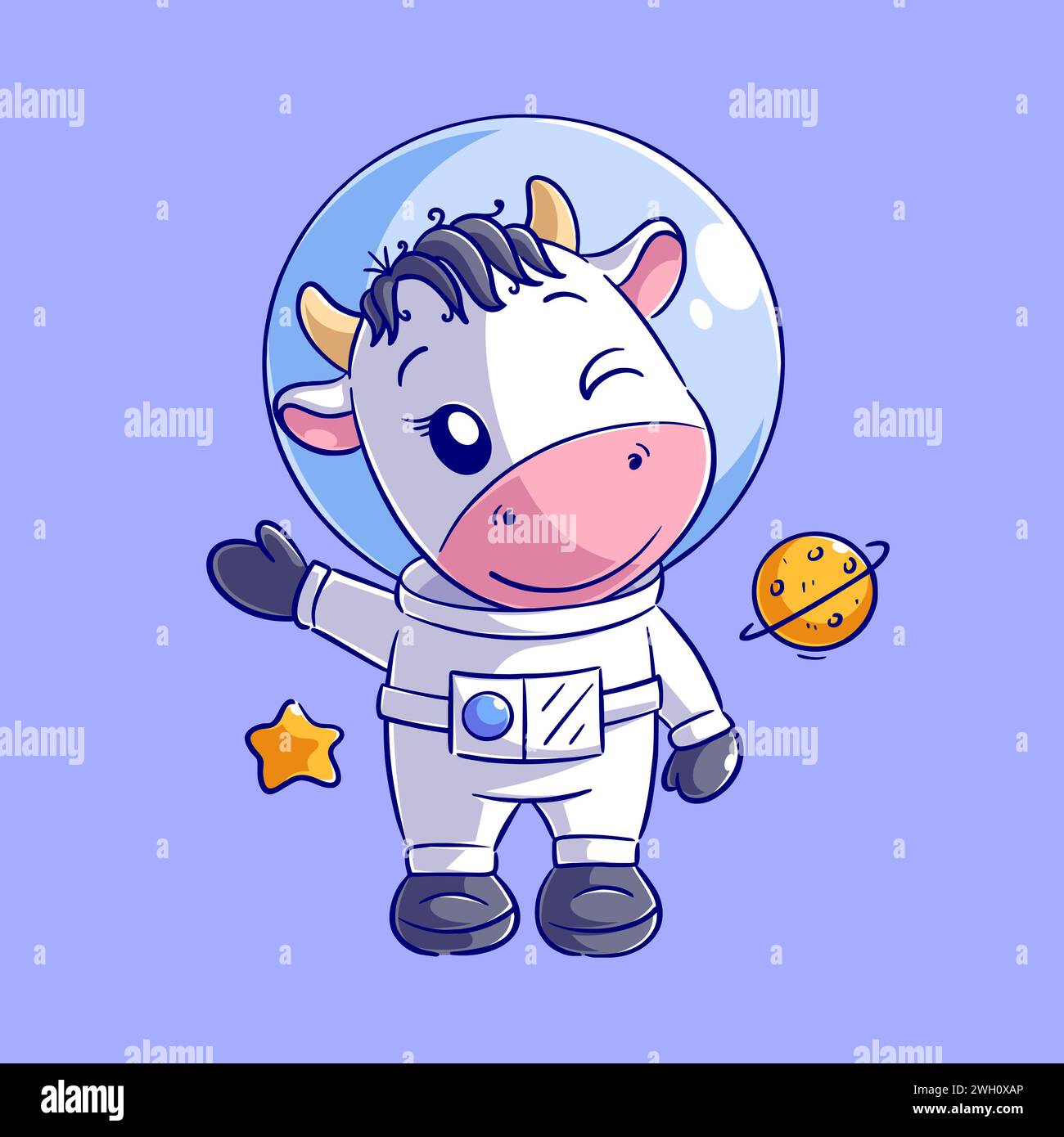 Cute cow wearing astronaut suit Stock Vector Image & Art - Alamy