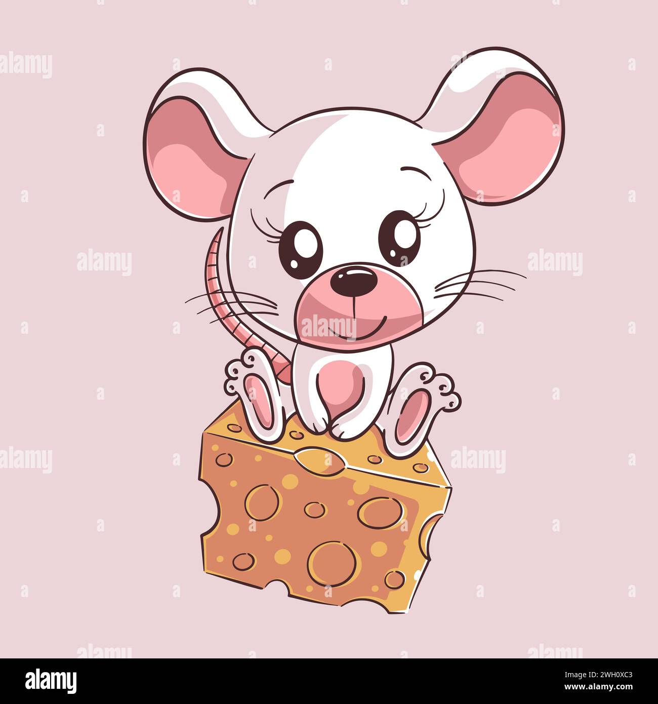 Cute mouse sitting on cheese Stock Vector Image & Art - Alamy