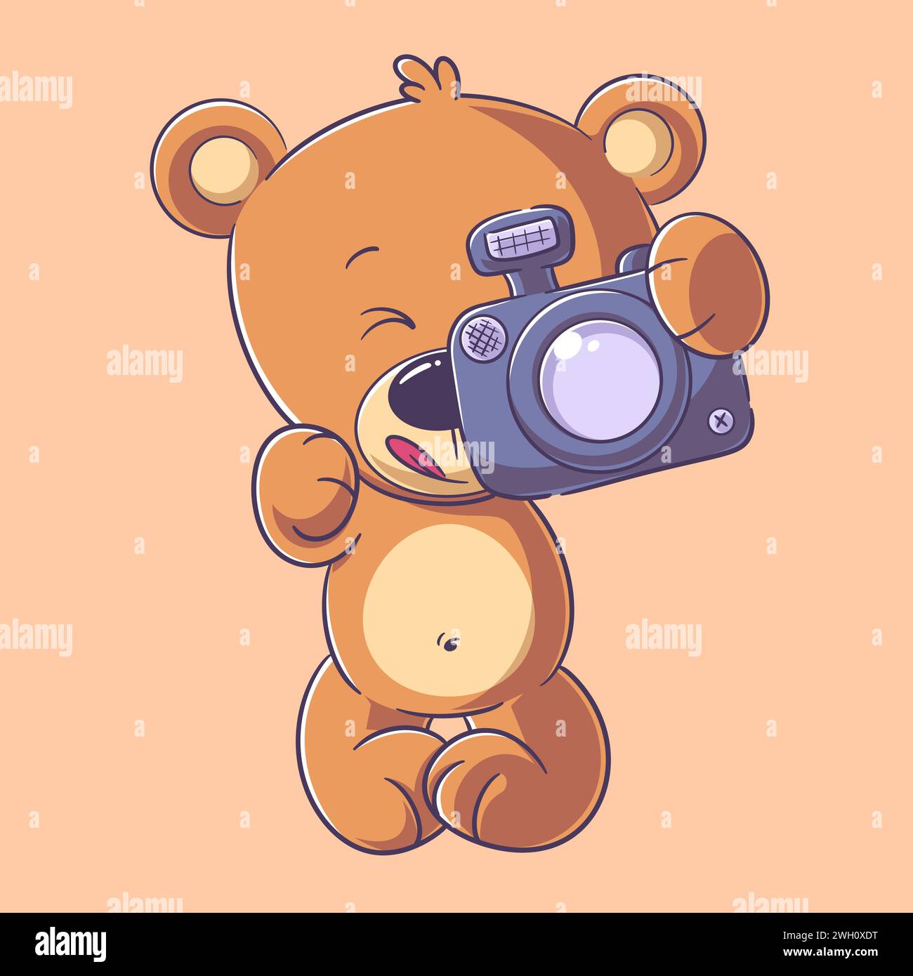 Cute teddy bear carrying a camera Stock Vector Image & Art - Alamy