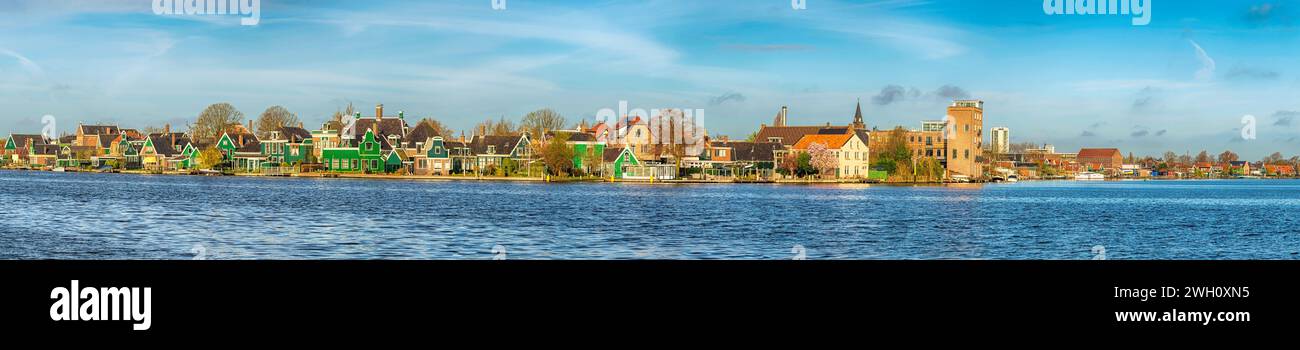 Amsterdam Netherlands, panorama city skyline and traditional house at ...