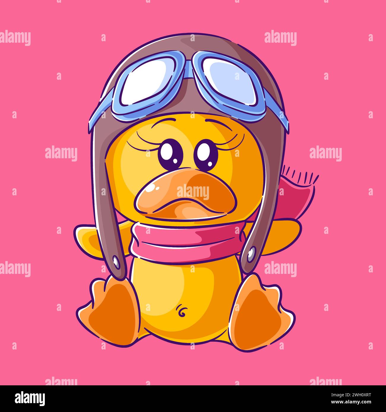 Cute duck sitting wearing airplane pilot hat Stock Vector Image & Art ...