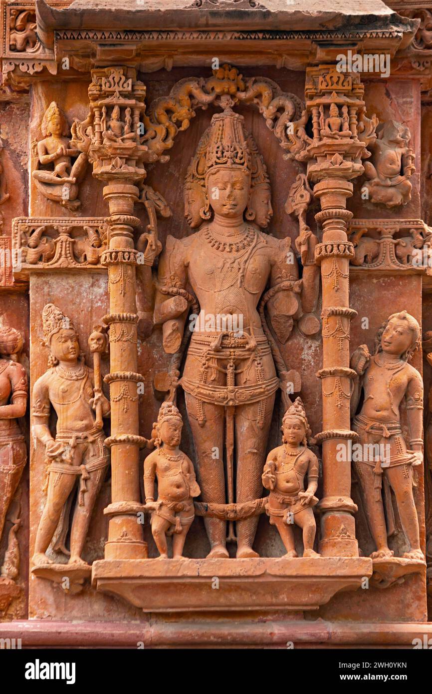 Carved Sculpture of Lord Vishwakarma on the Sun Temple of Jhalarapatan ...
