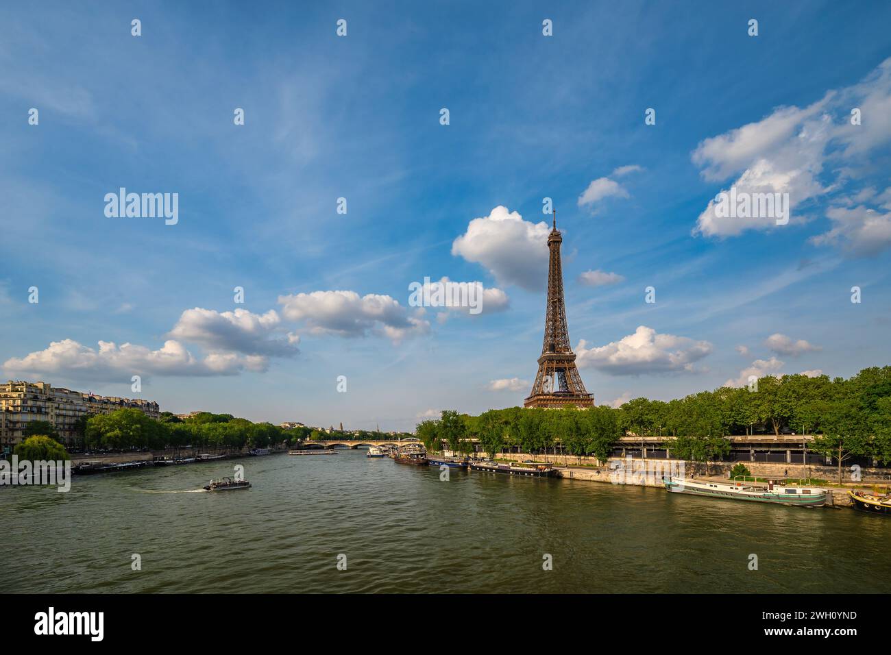 Paris France, city skyline at Eiffel Tower and Seine River Stock Photo ...