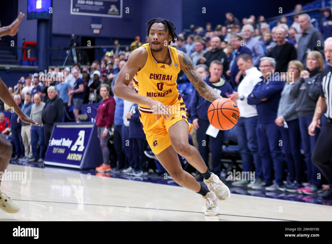 AKRON, OH - FEBRUARY 06: Central Michigan Chippewas guard Brian Taylor ...