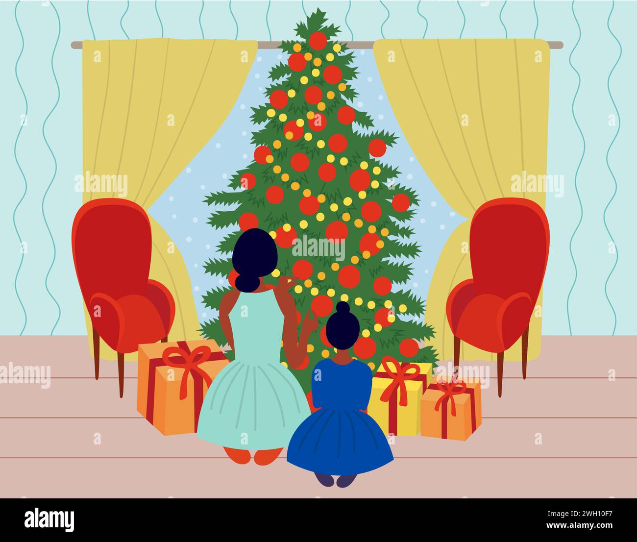 Christmas present tree living Cut Out Stock Images & Pictures - Alamy