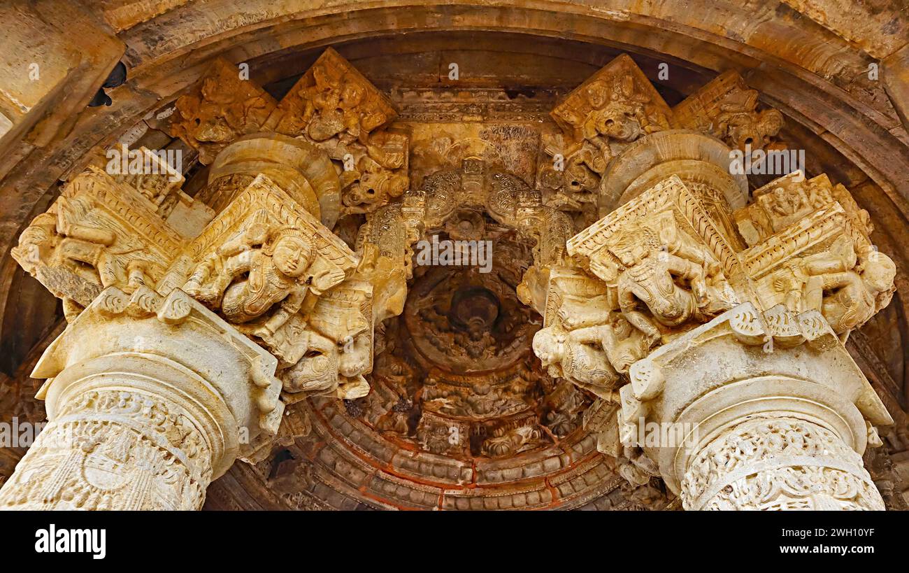 Carvings of Kichak on the Pillars of Bisal Dev Temple, Todaraisingh ...