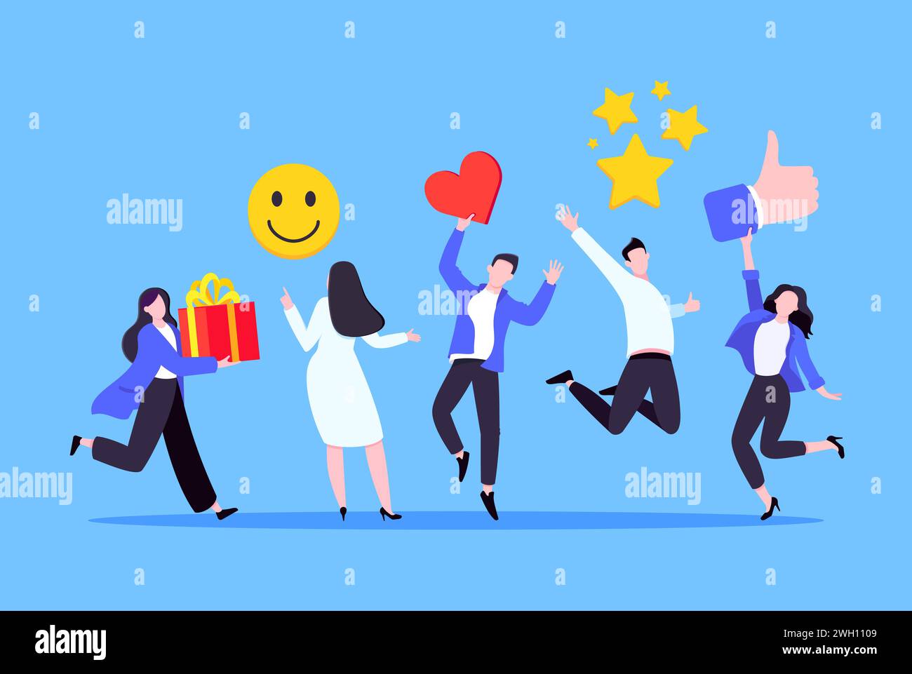 Employee feedback work satisfaction survey business concept flat vector ...