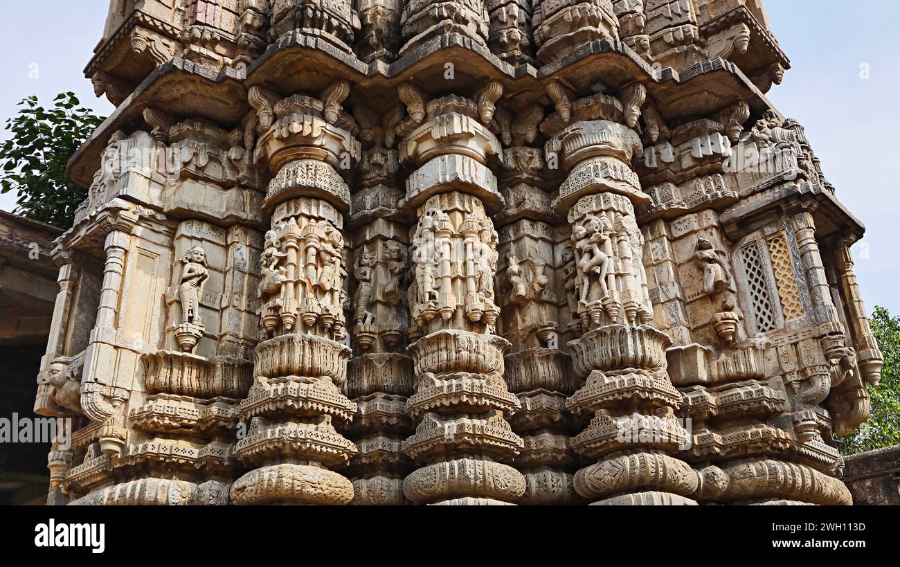 Carvings of Hindu deities on the Gopinath ji Temple, ancient 13th ...