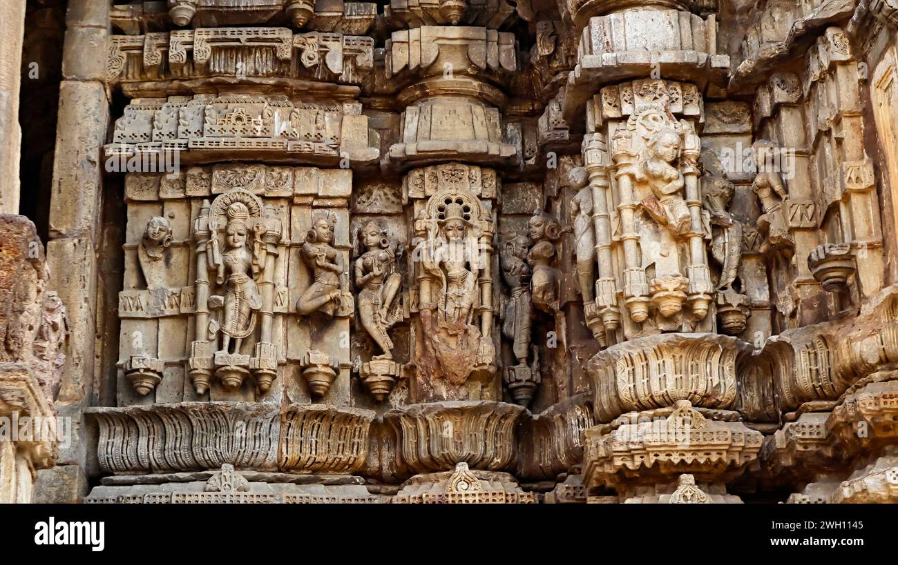 Carvings of Hindu deities on the Gopinath ji Temple, ancient 13th ...