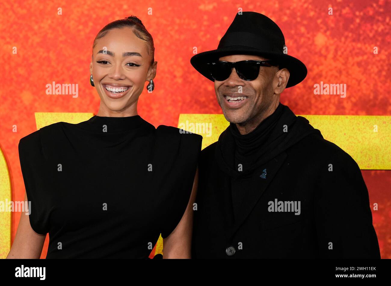 Jimmy Jam and his daughter Bella Harris pose together at the premiere ...