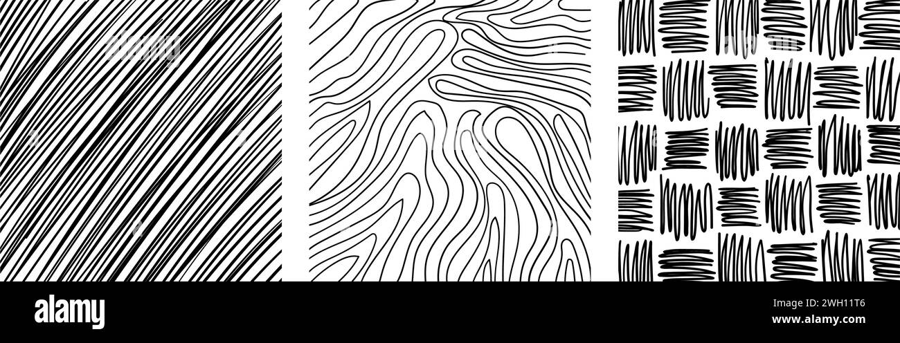 Graphic vector freehand textures set with different hand drawn patterns ...