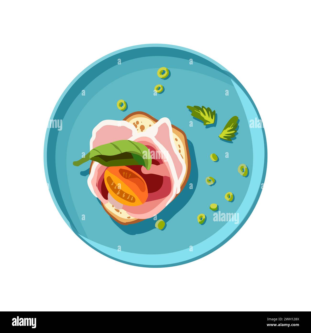 Bruschetta jamon cheese Stock Vector Images - Alamy